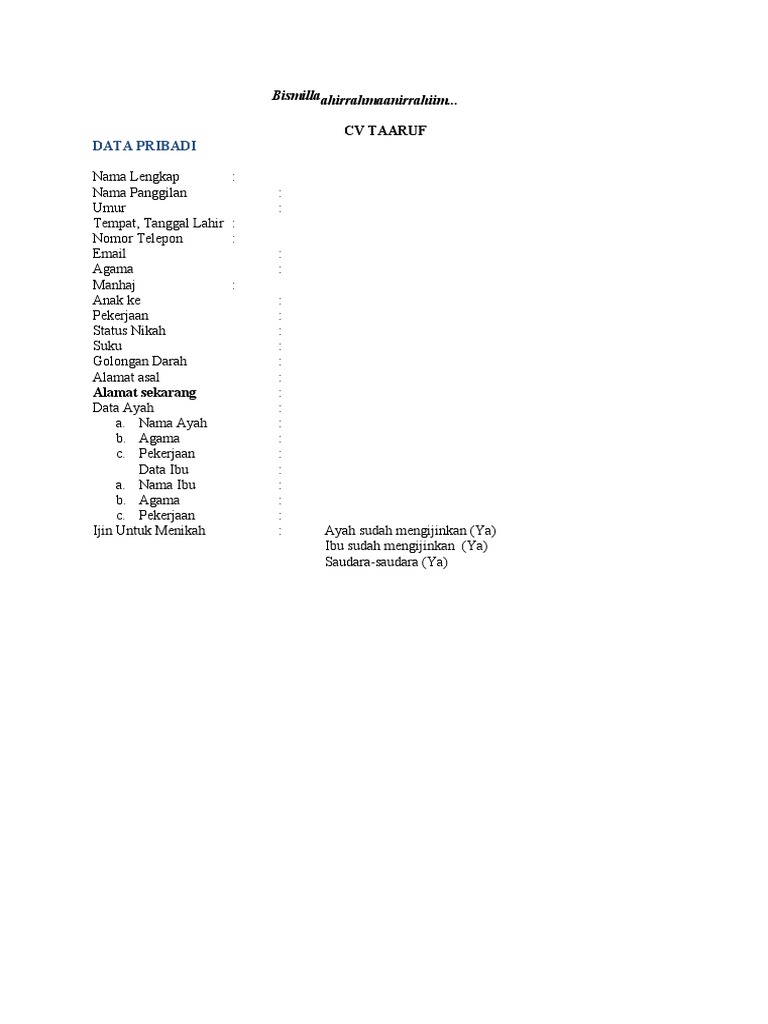 CONTOH CV Ta'aruf | PDF