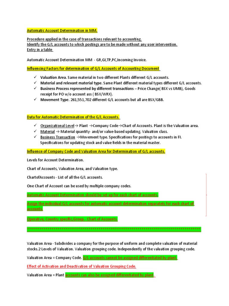 Automatic Account Determination in MM | PDF | Valuation (Finance ...