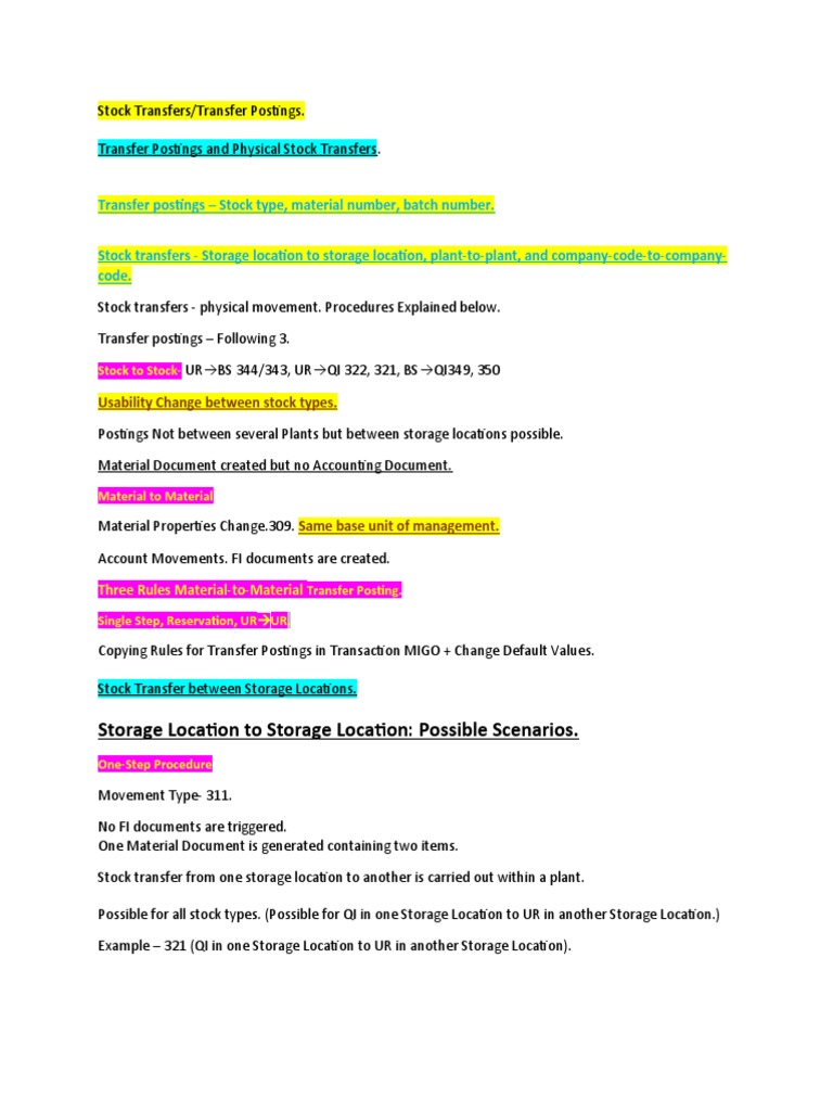 Stock Transfers and Transfer Postings Guide | PDF | Stocks | Valuation ...