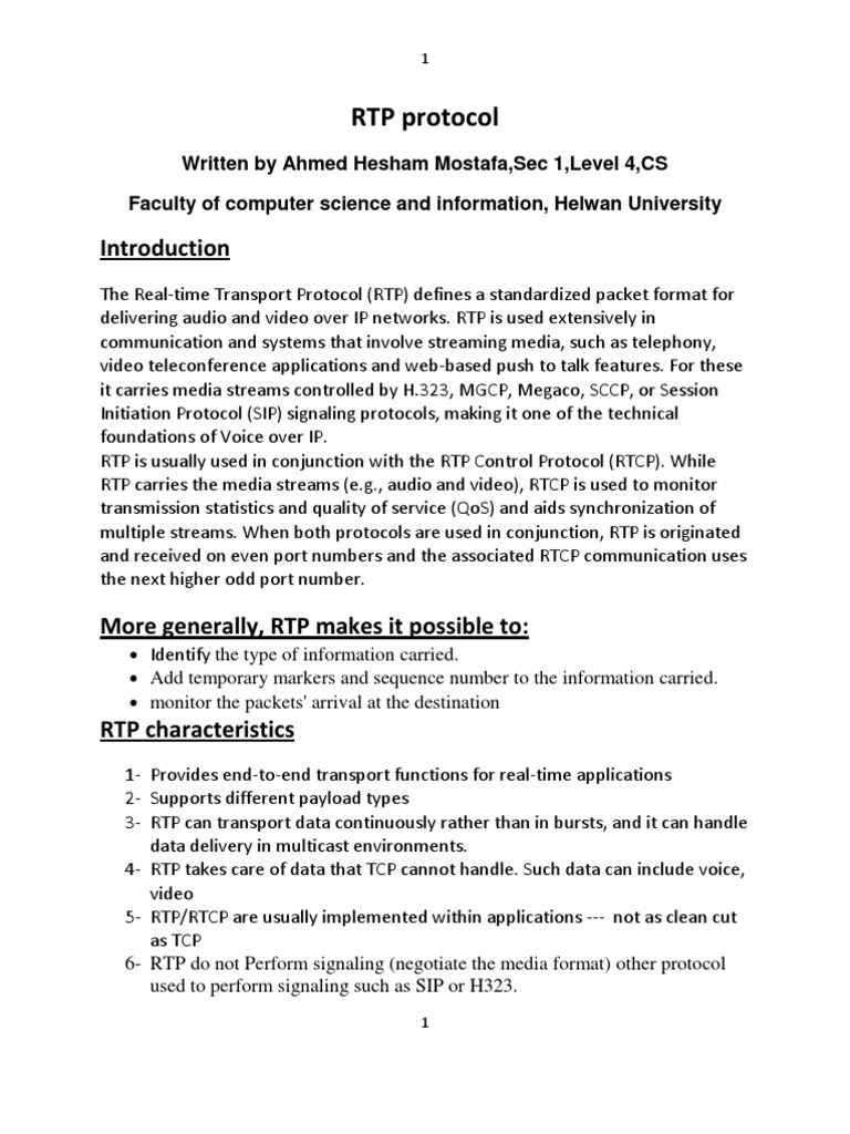 RTP and RTCP | PDF | Internet Protocols | Media Technology