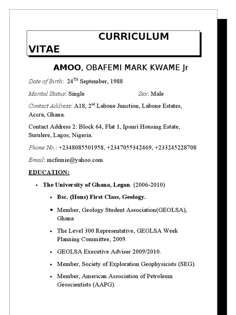 CV | Ghana | Geology