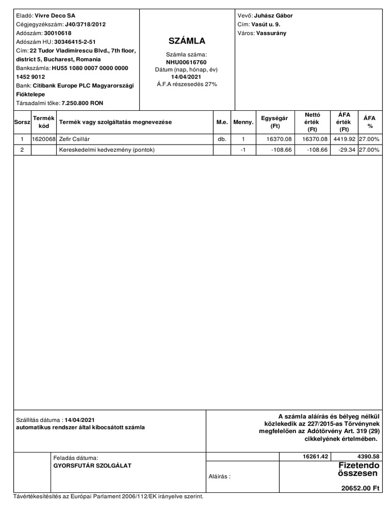 Invoice NHU00616760 | PDF