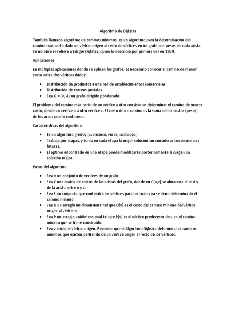 Algoritmo de Dijkstra | PDF | Matemáticas Aplicadas | Programación de ...