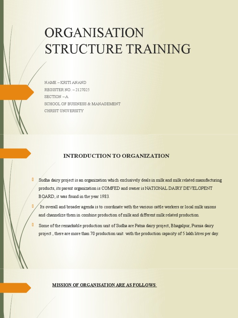 Organisation Structure Training | PDF | Milk | Marketing