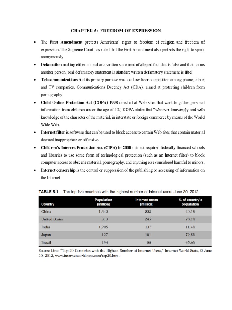 Chapter 5 Freedom of Expression | PDF | Defamation | Internet