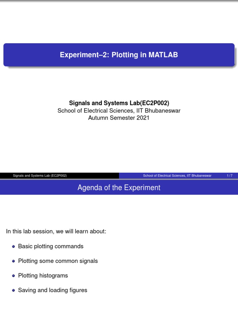 Experiment-2: Plotting in MATLAB: Signals and Systems Lab (EC2P002) | PDF | Trigonometric ...
