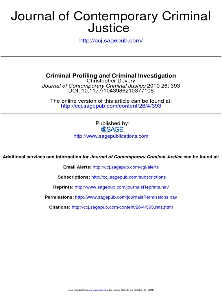 Criminal Profiling and Criminal Investigation | PDF | Offender ...