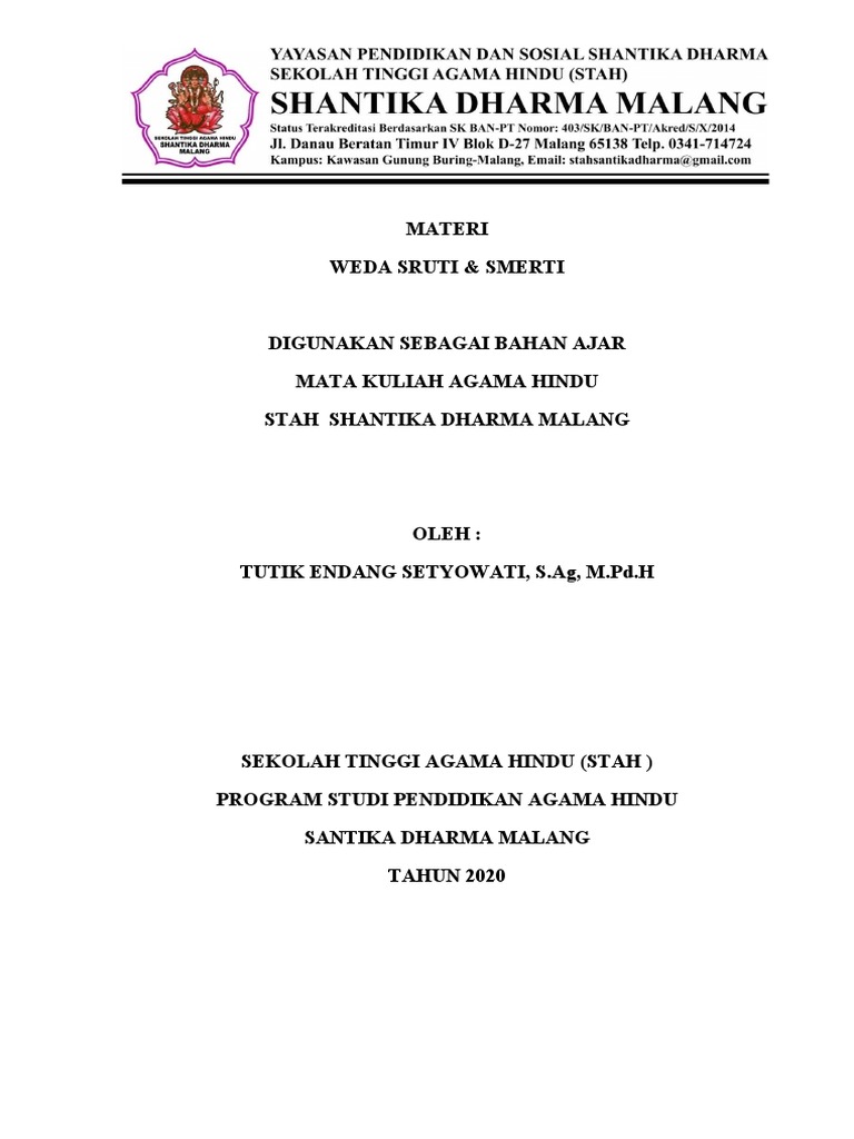 Memahami Weda Sruti dan Smerti | PDF | Sejarah