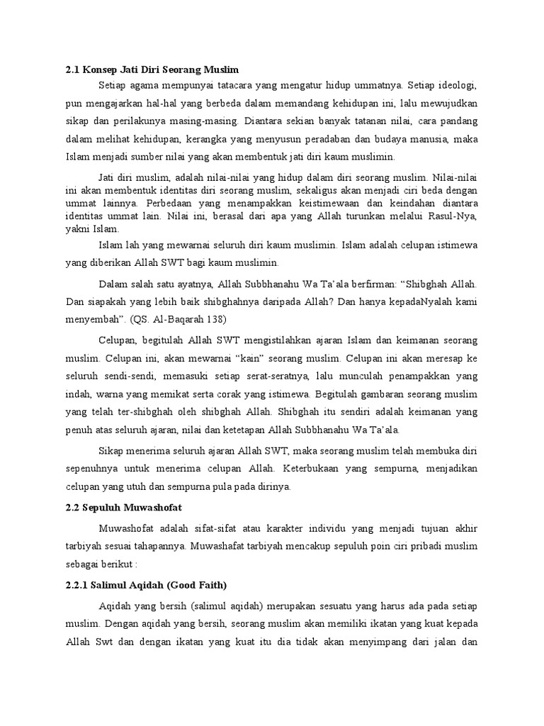 Jati Diri Muslim & 10 Muwashofat | PDF | Agama & Spiritualitas