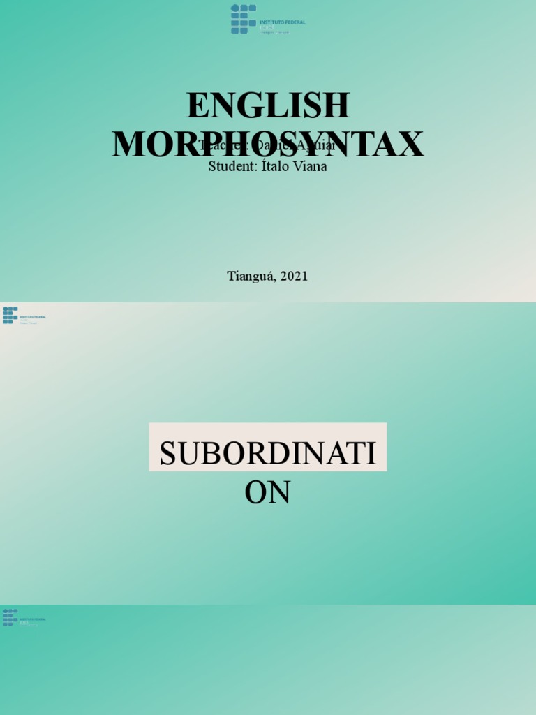 English Morphosyntax | PDF | Verb | Clause