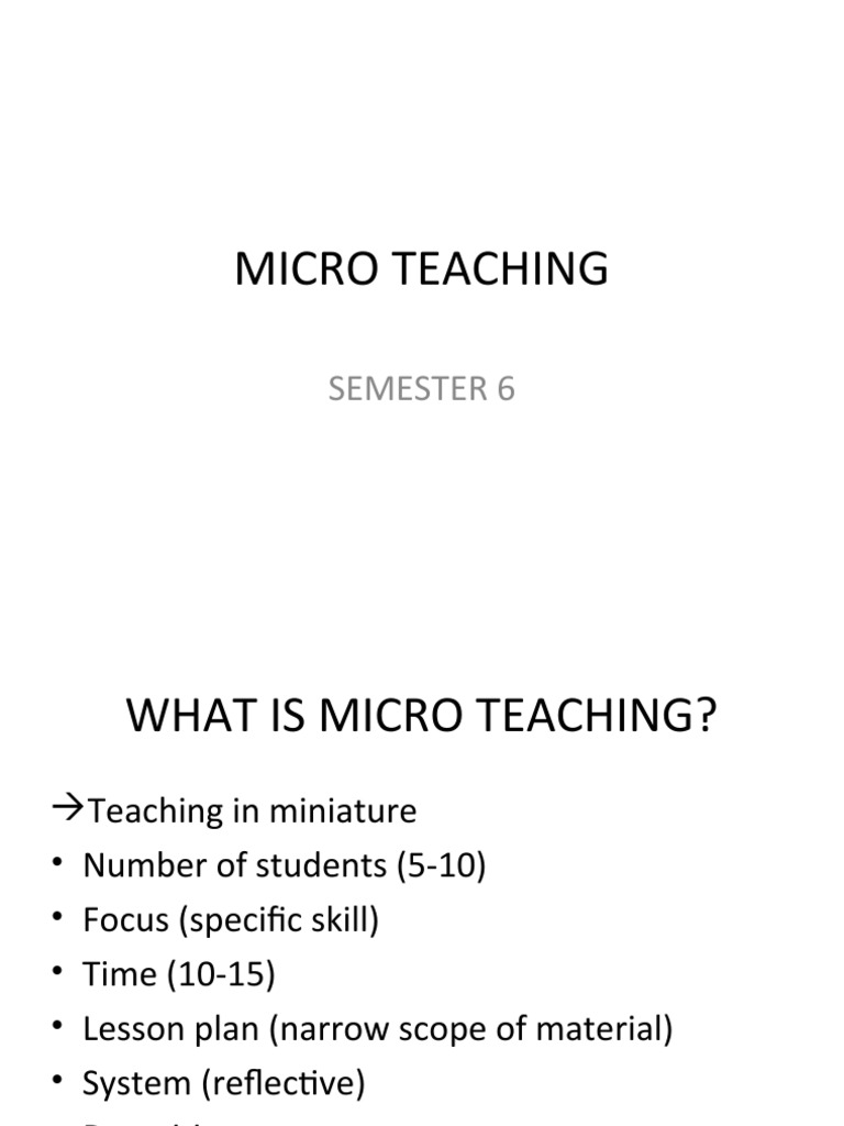 Understanding Micro Teaching Techniques | PDF | Teachers | Learning