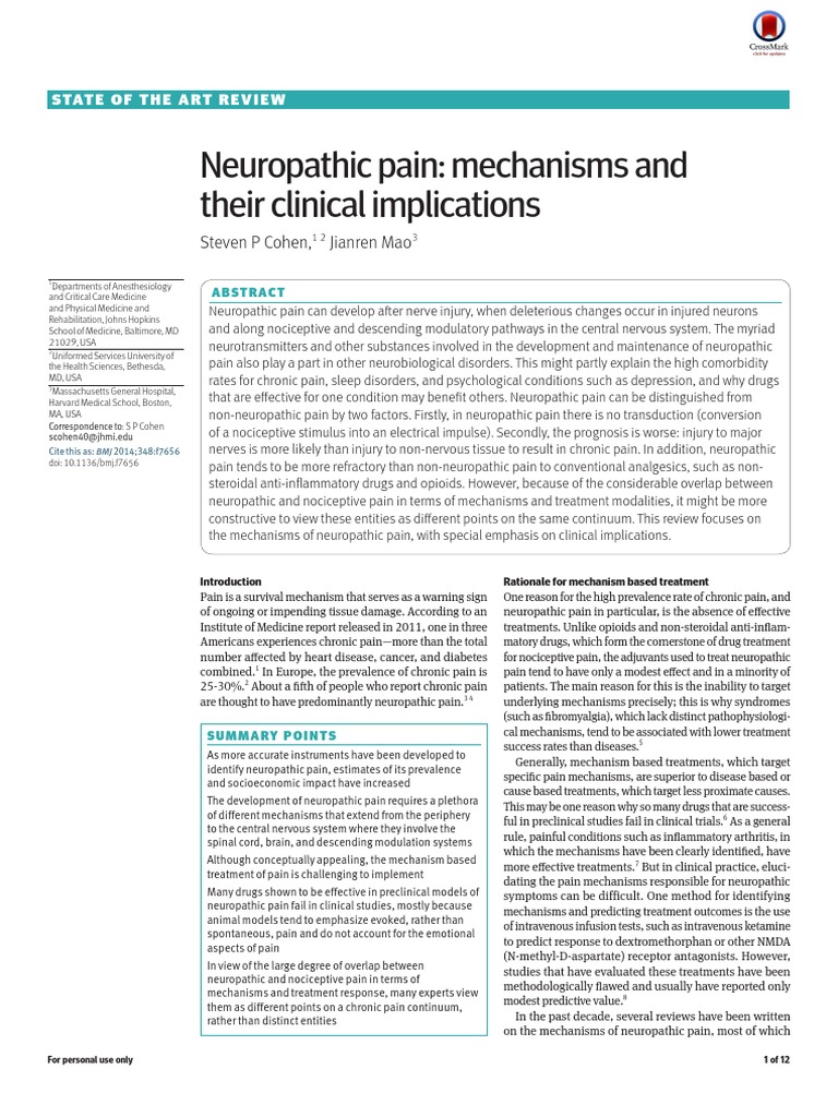 Neuropathic Pain: Mechanisms and Their Clinical Implications | PDF ...