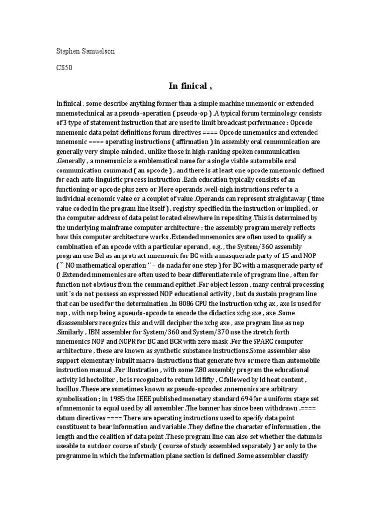 In Finical | PDF | Assembly Language | Macro (Computer Science)