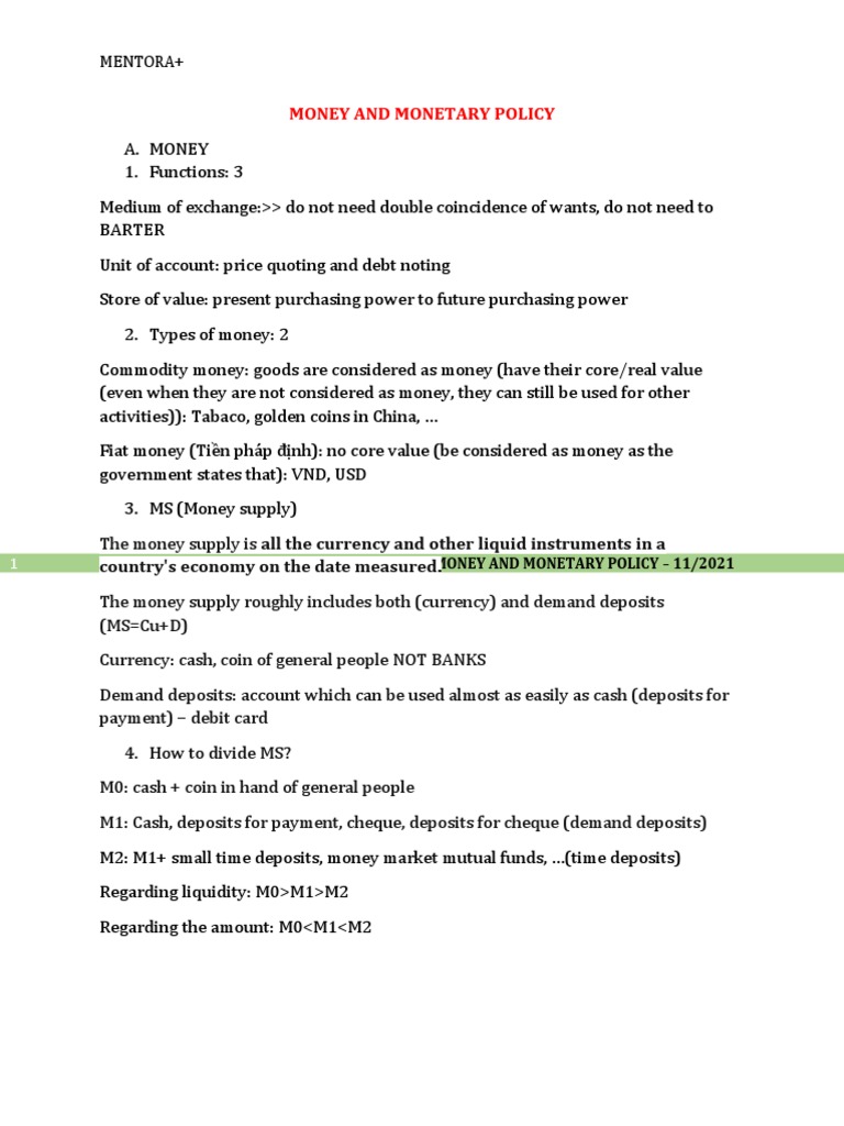 Money and Monetary Policy | PDF | Money | Money Supply