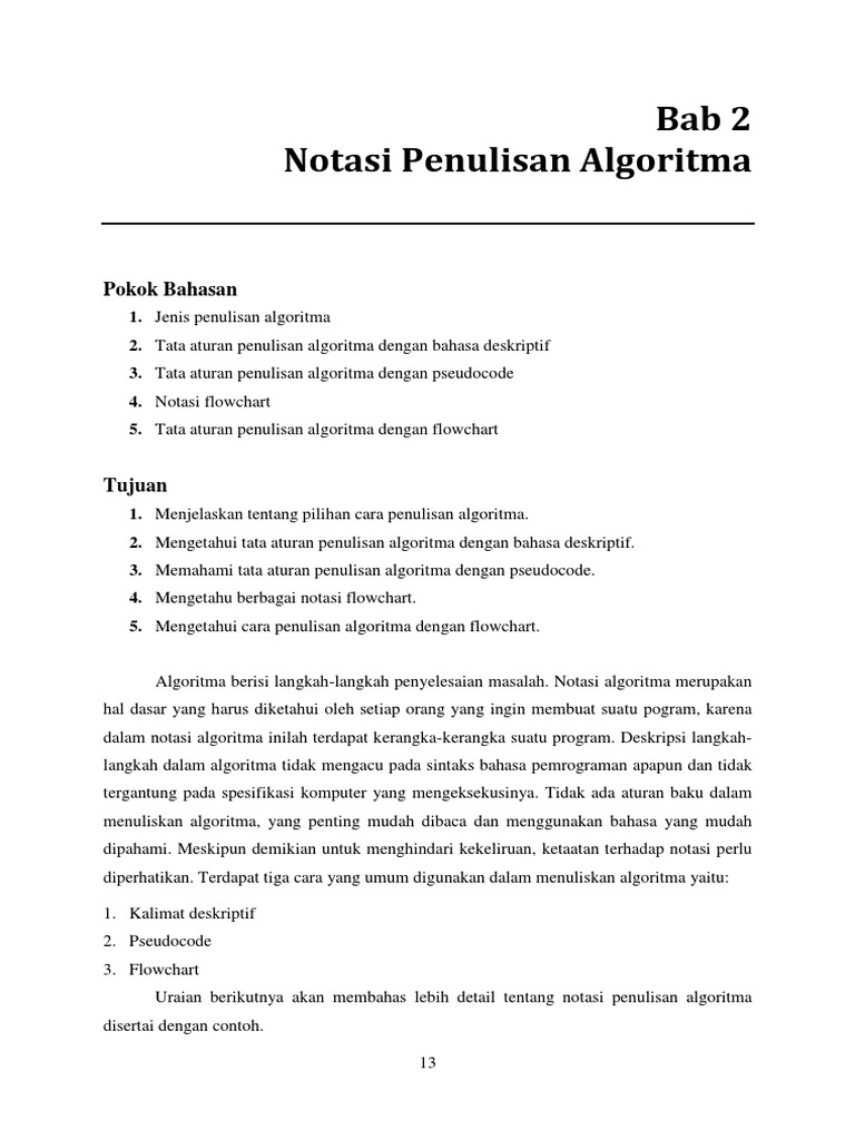 Modul 2 - Notasi Penulisan Algoritma | PDF