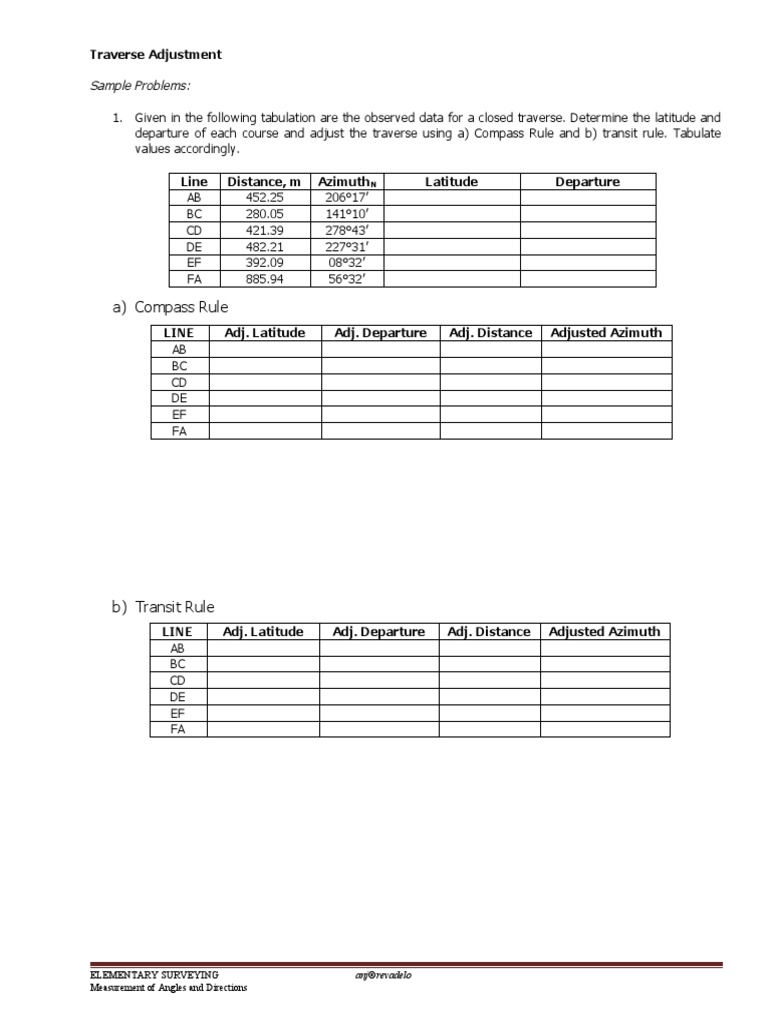 I. Traverse Adjustment | PDF | Latitude | Cartesian Coordinate System