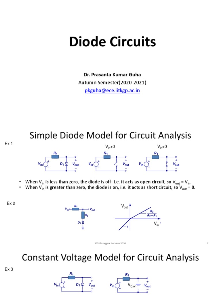 Diode Circuits: Dr. Prasanta Kumar Guha | PDF | Rectifier | Electrical ...