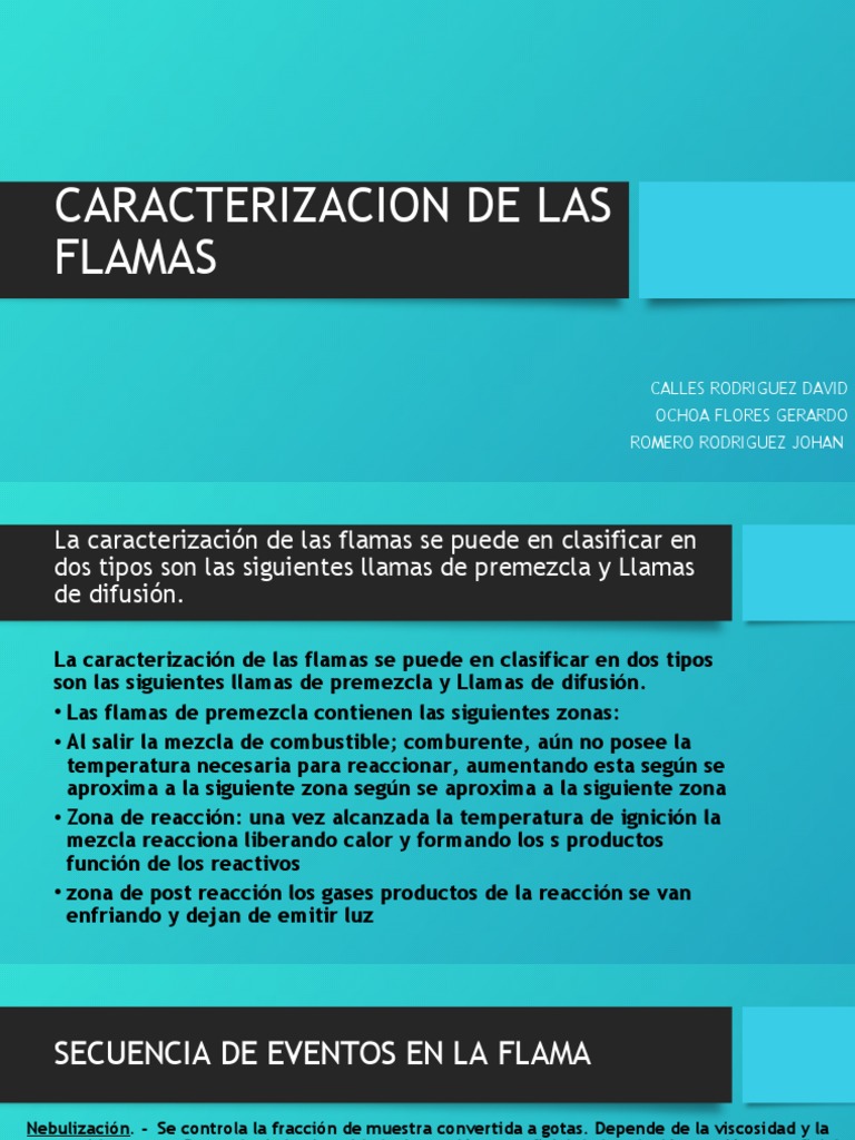 Caracterización de Flamas: Tipos y Zonas | PDF | Combustión | Espectro ...