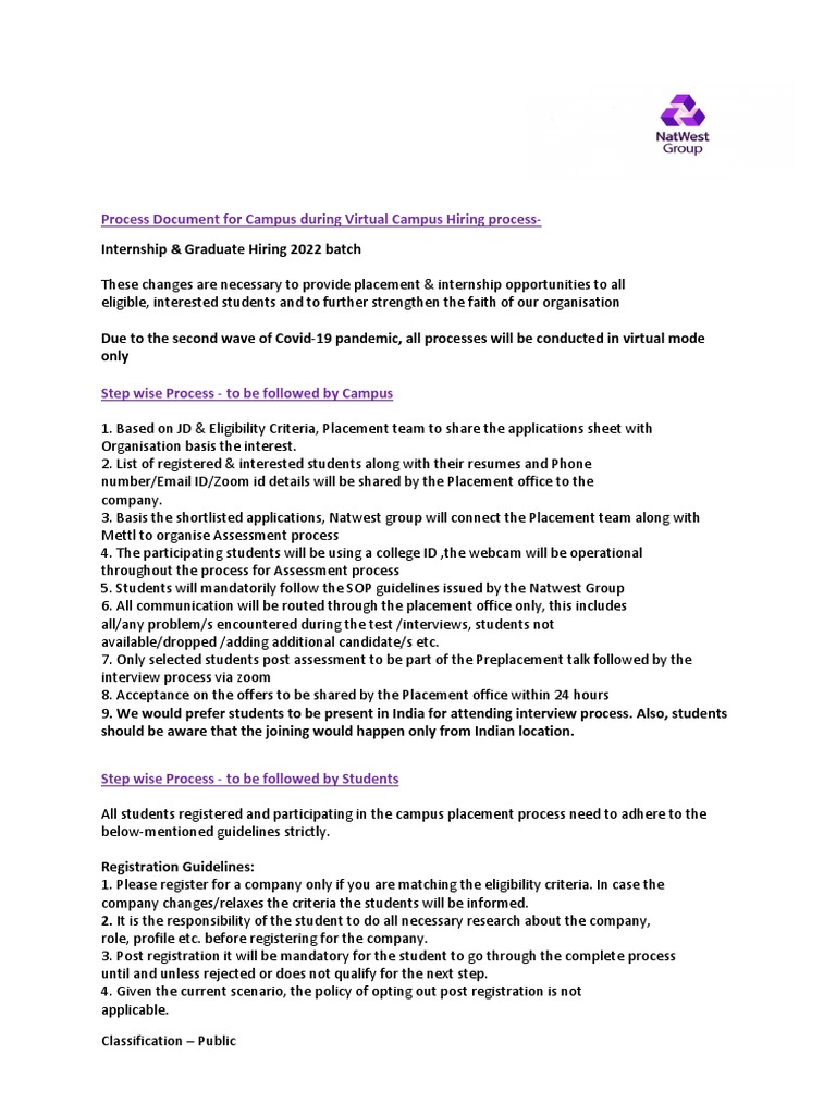 SOP Document For Virtual Campus Hiring Process TI - 220721 | PDF ...