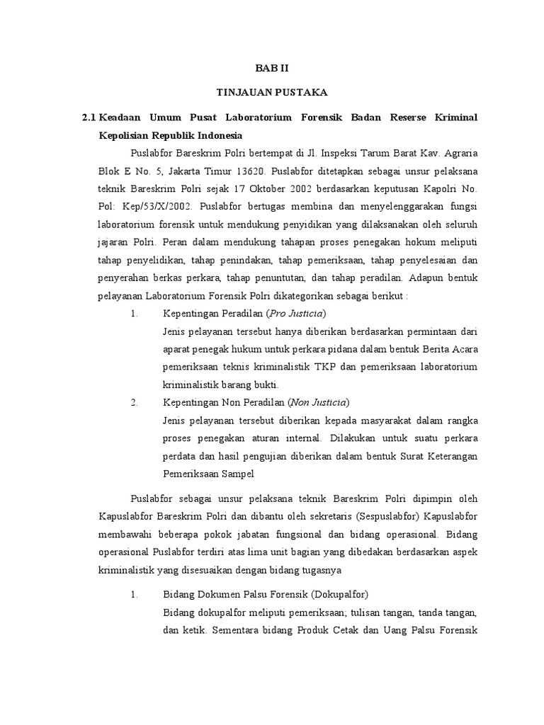 Puslabfor Bareskrim Polri dan Toksikologi | PDF | Ilmu Sosial