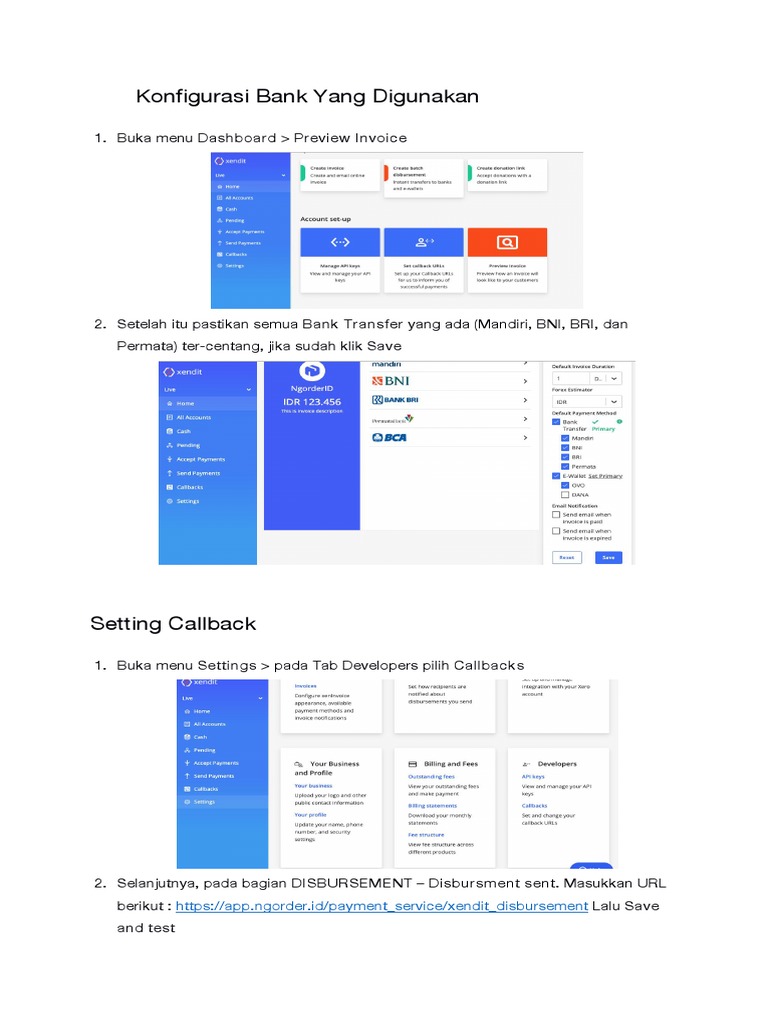 Konfigurasi Callback Bank Xendit | PDF | Bisnis