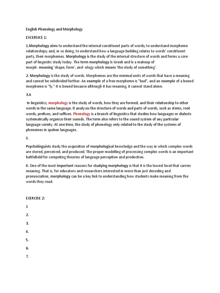 Phonology and Morphology | PDF | Morphology (Linguistics) | Word