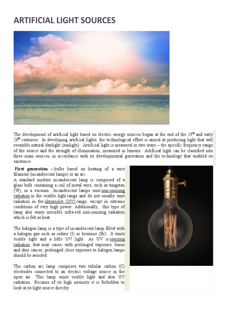Artificial Light Sources | PDF | Incandescent Light Bulb | Compact ...