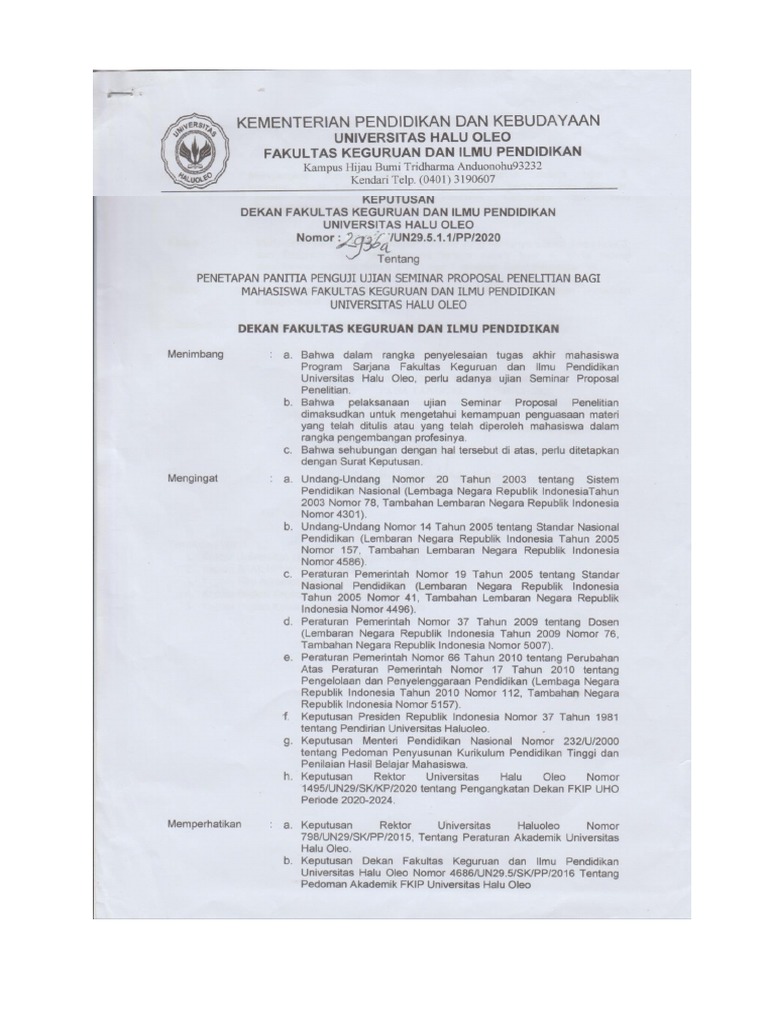 Contoh SK Seminar Proposal | PDF