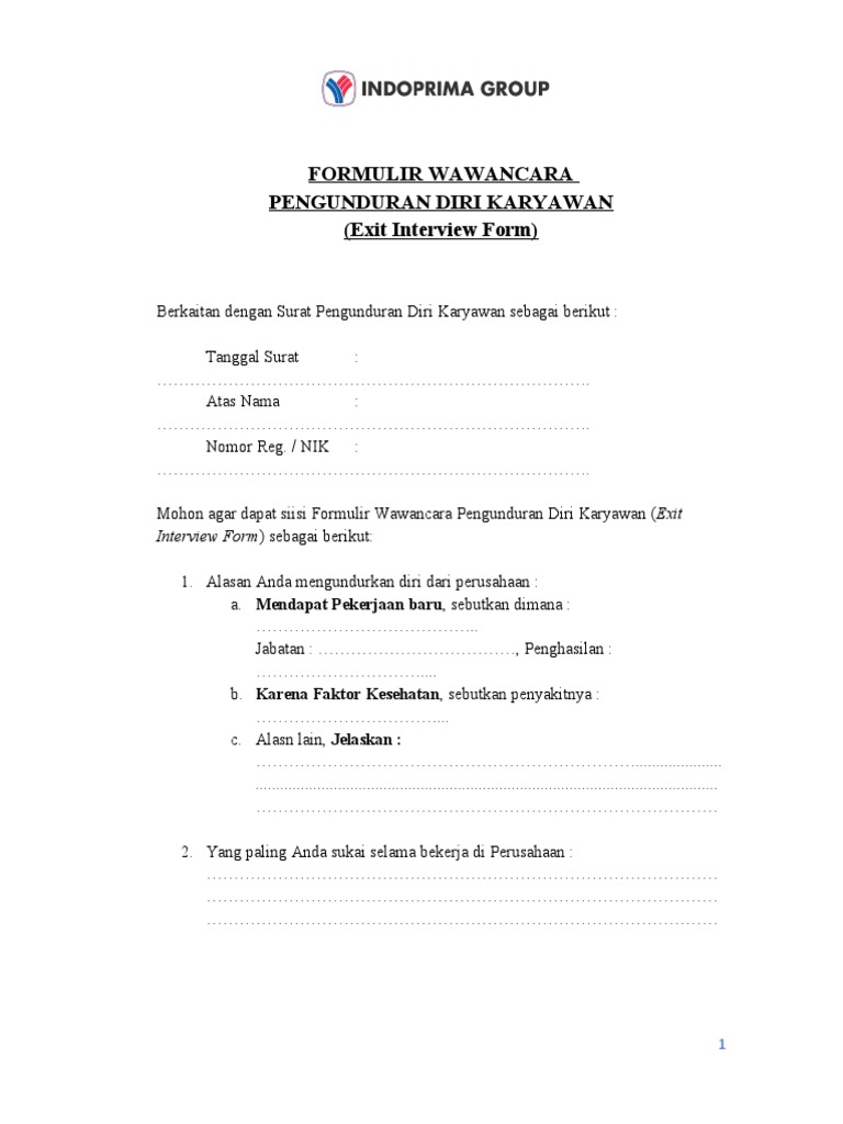 Form Exit Interview | PDF
