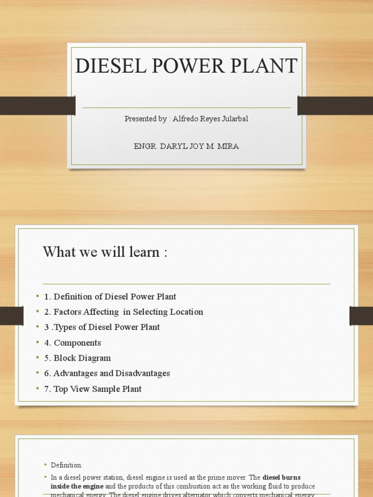 Diesel Power Plant Presentation | PDF | Diesel Engine | Engines