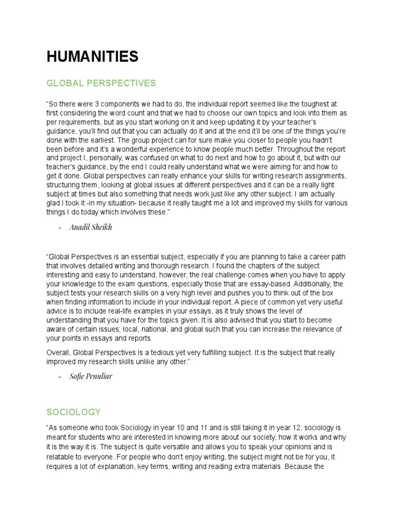 Humanities Candidate Letters Igcse | PDF | Psychology | Sociology