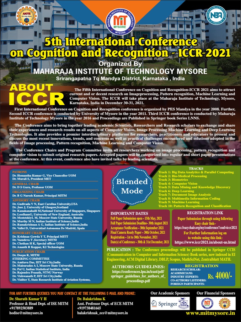 Fifth International Conference on Cognition and Recognition (ICCR 2021 ...