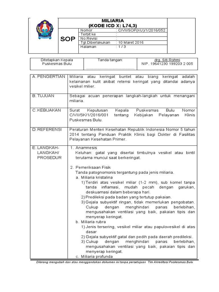 Sop 51 Miliaria | PDF