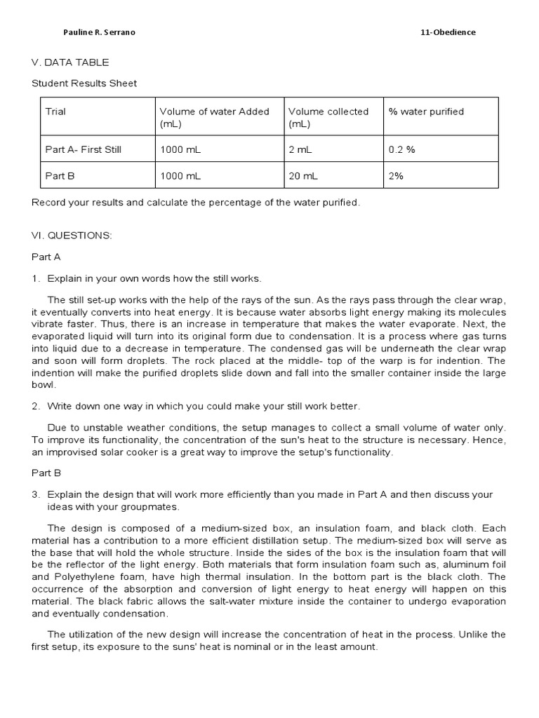 Individual Lab Report | PDF | Distillation | Water