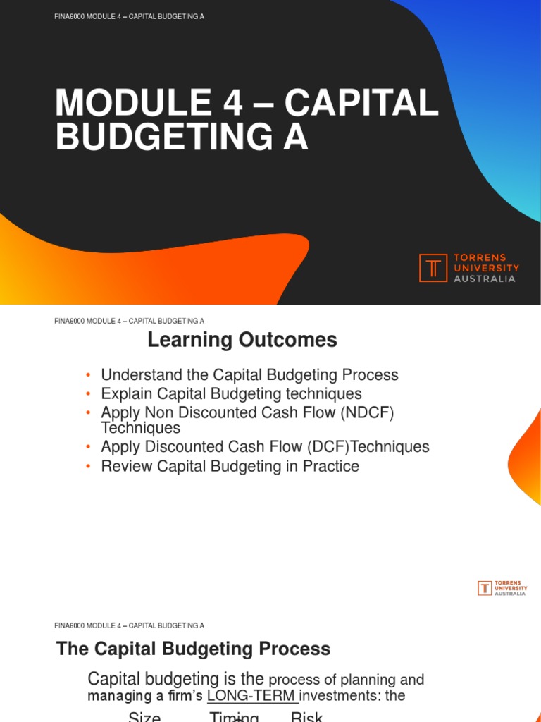 Fina6000 Module 4 - Capital Budgeting A | PDF | Capital Budgeting | Net Present Value