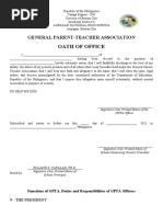 Oath of Office of School Pta Officers | PDF | Self-Improvement