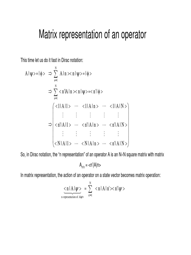 Matrix Representation of An Operator | PDF | Basis (Linear Algebra ...