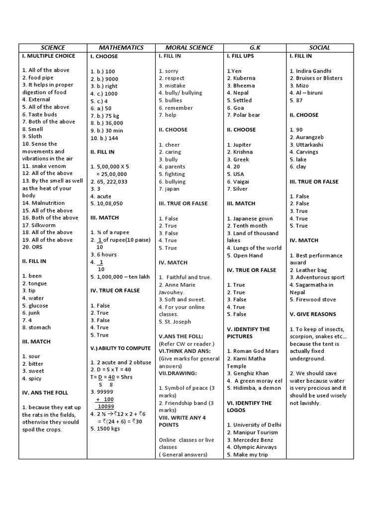 Answer Key | PDF | Digestive System | Anatomy