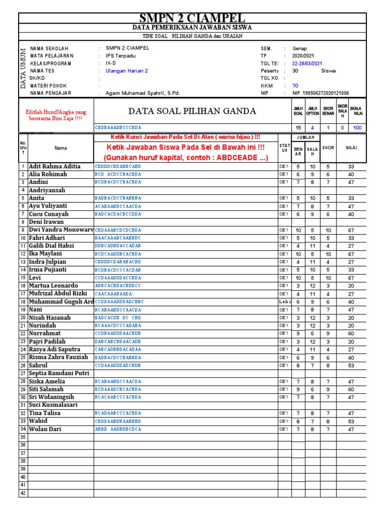 4 3 Analisis Hasil Penilaian Dan Butir Soal Ulangan Harian 2 9d Pdf