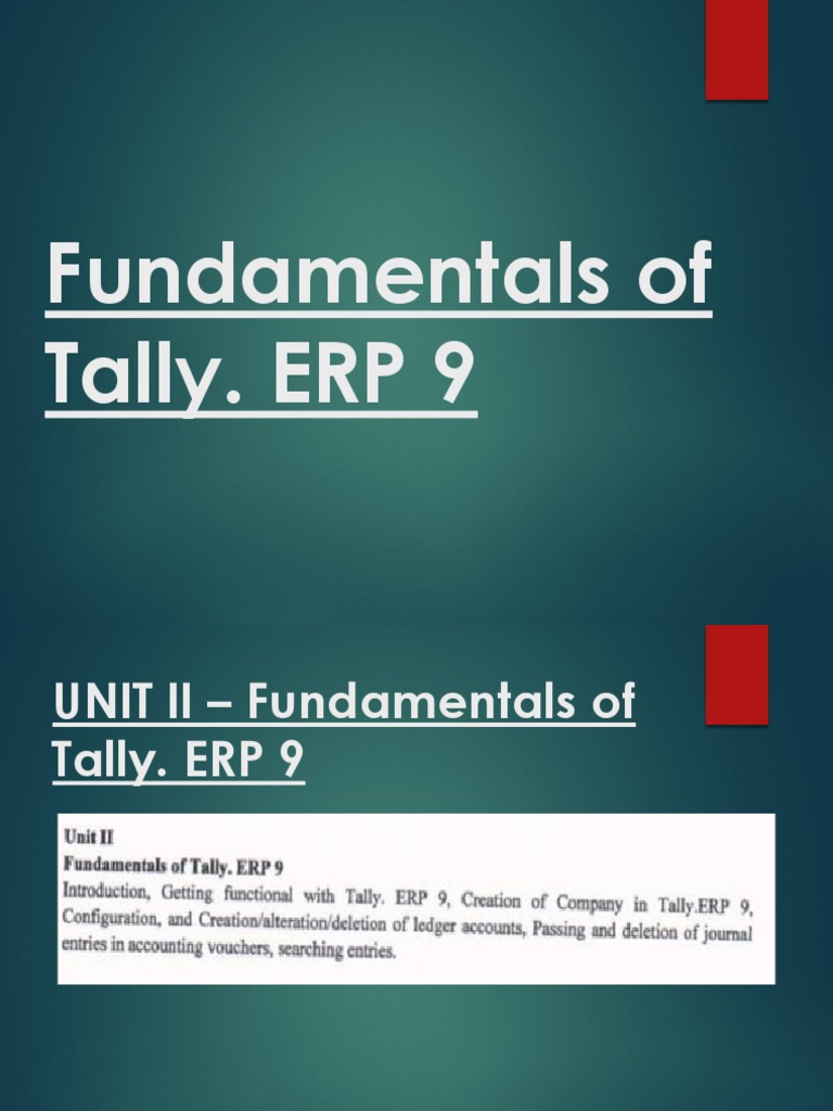 Fundamentals of Tally | PDF | Bookkeeping | Computing