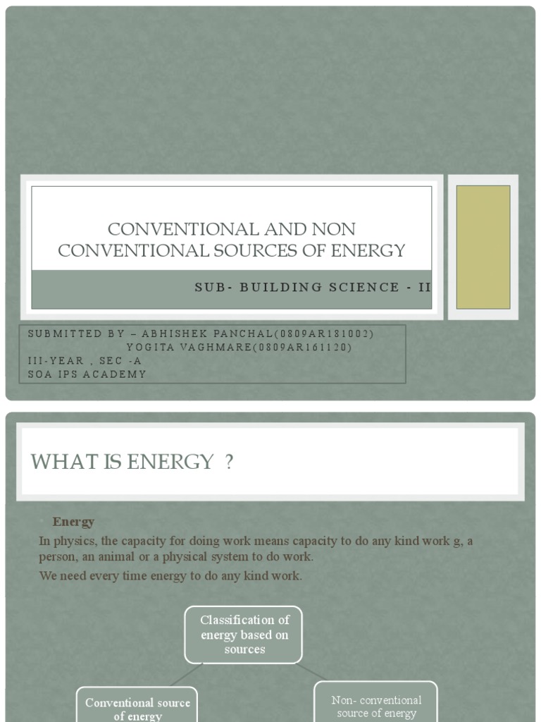 Conventional and Non Conventional Sources of Energy | PDF | Energy ...