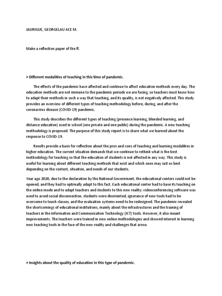 Reflection Paper | PDF | Educational Technology | Pedagogy