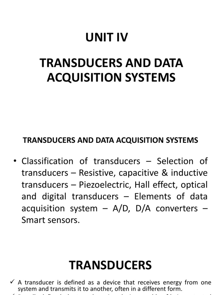 Transducers and Data Acquisition Systems | PDF | Thermocouple ...