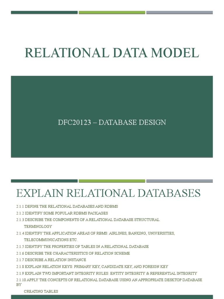 DFC20123 Chap 2 Relational Data Model | PDF | Relational Database | Databases