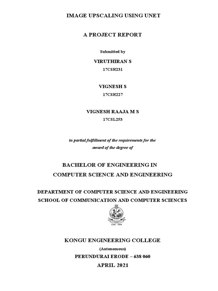 Image Upcaling With UNet | PDF | Computer Vision | Applied Mathematics