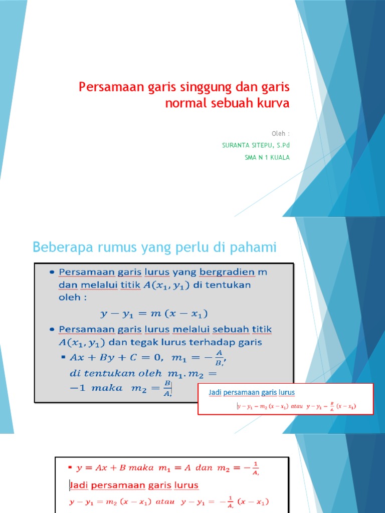 Persamaan Garis Singgung Dan Garis Normal Sebuah Kurva | PDF