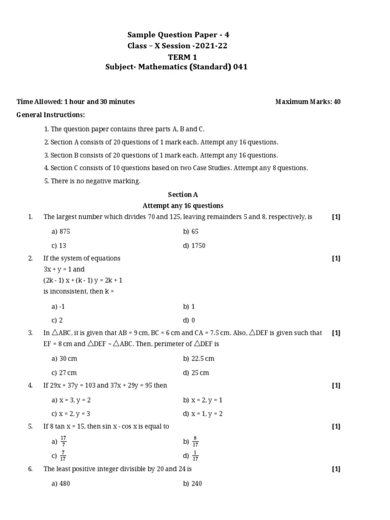 Standard Sample Paper Xyz | PDF | Numbers | Area