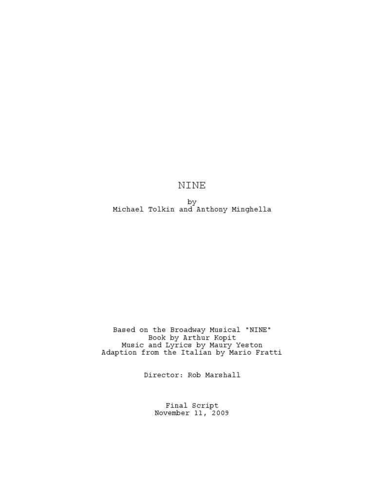 Nine (Final Movie Script) | PDF | Leisure