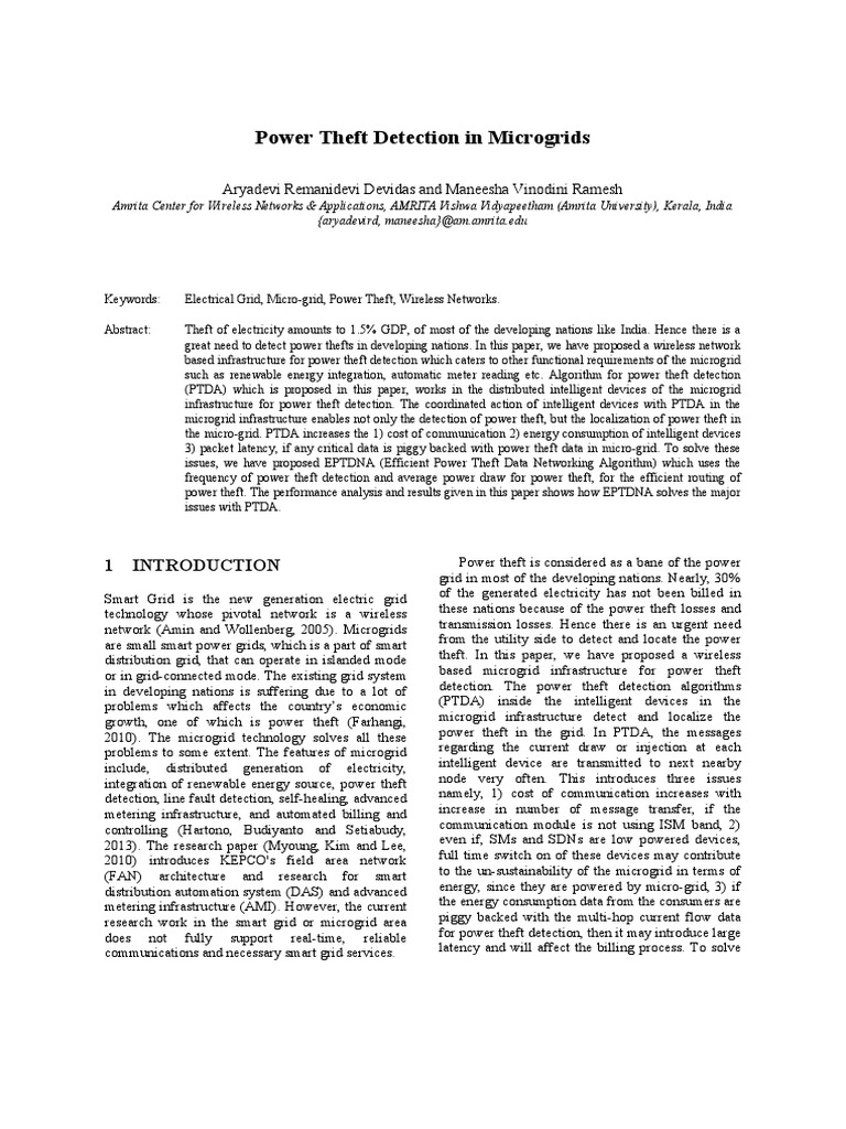 Power Theft Detection in Microgrids | PDF | Telecommunications ...