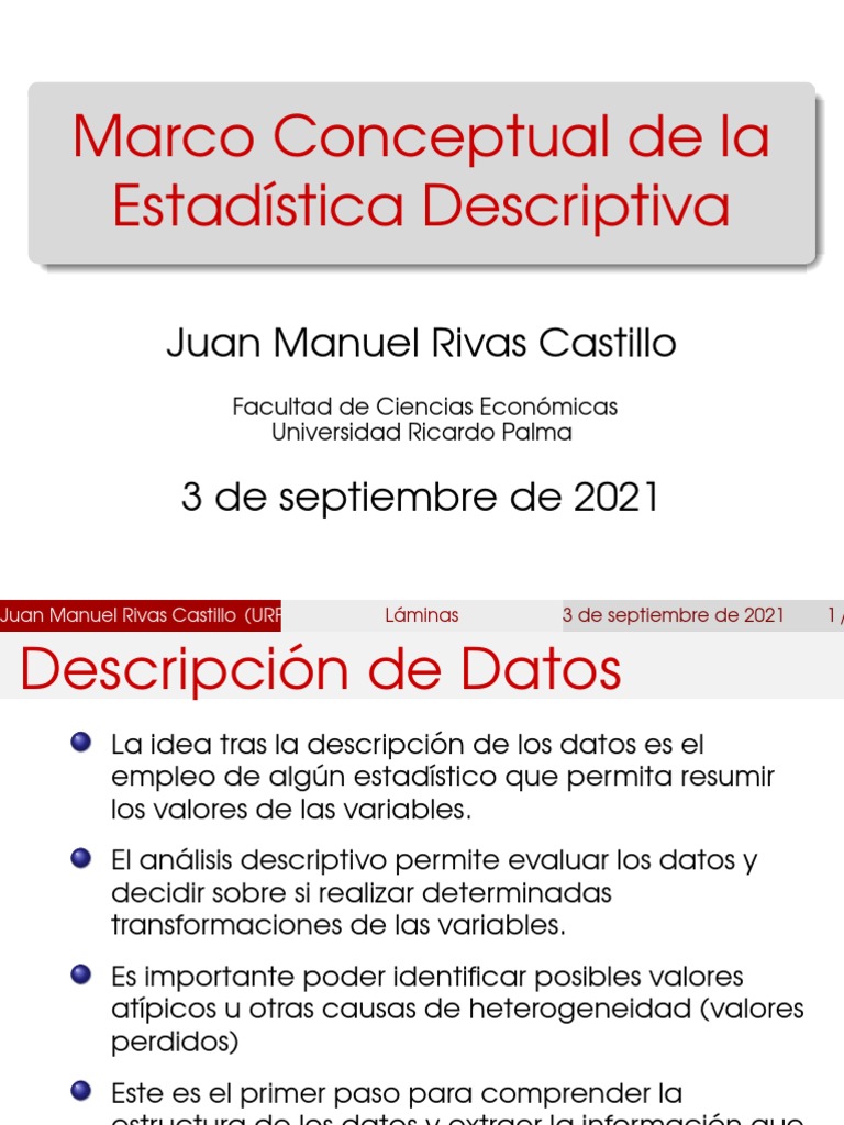 Marco Conceptual de La Estad Istica Descriptiva: Juan Manuel Rivas Castillo | PDF | Variable ...